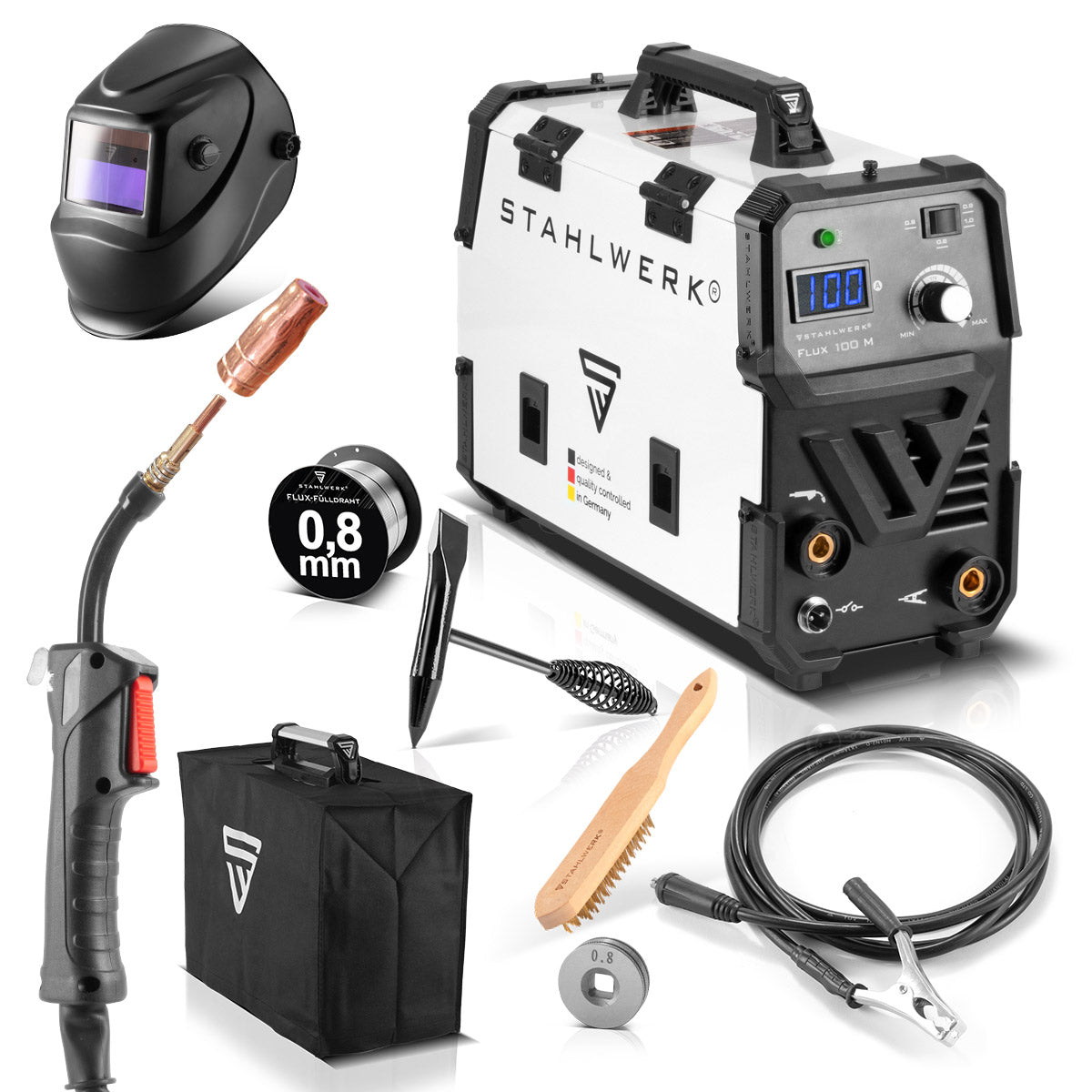 Steelworks flux 100 m full equipment Fill wire welding machine with a