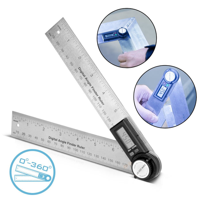 STAHLWERK Digitaler Winkelmesser DWM-200 ST mit 180 mm Messbereich 360