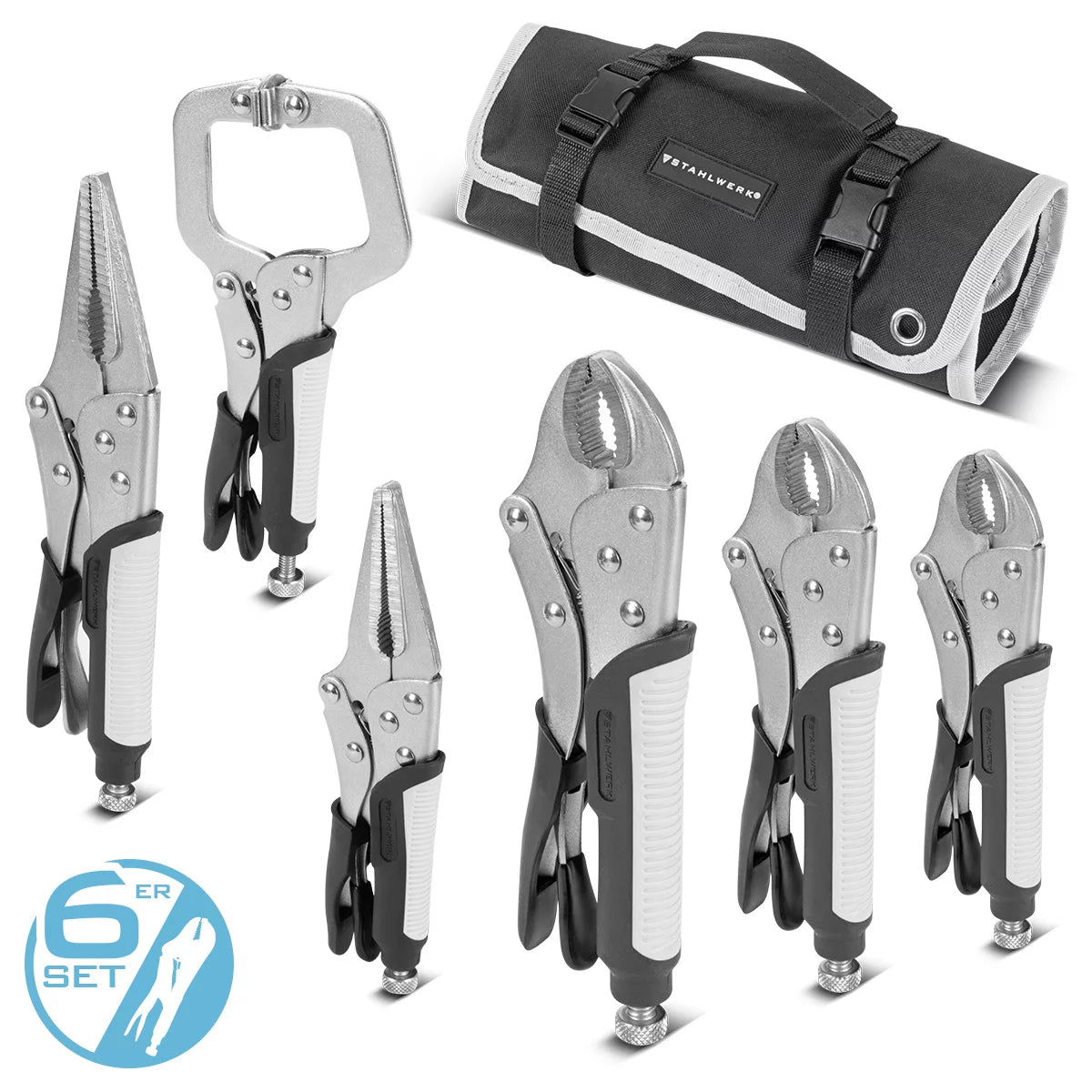 Steelworks grip-tongs set 6-part clamping area adjustable | Langbeck g