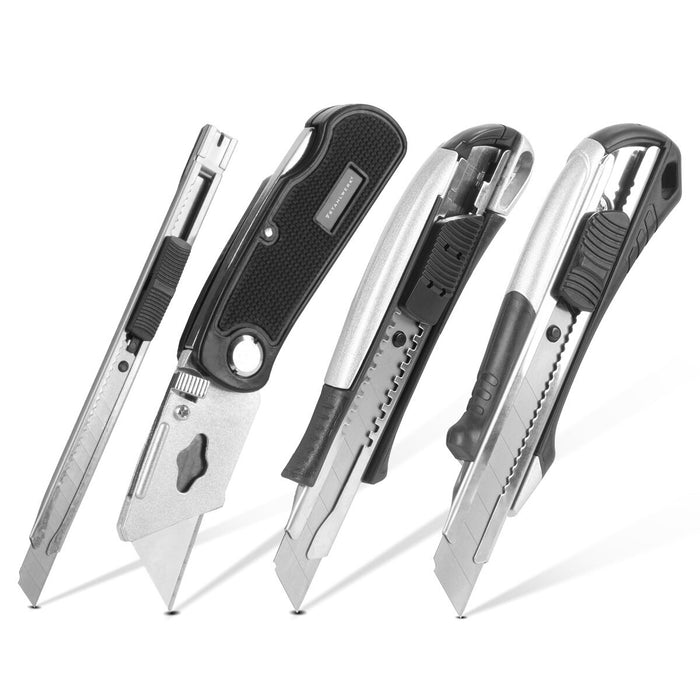 STAHLWERK Cuttermesser 4er Set mit Ersatzklingen Profi Cutter | Teppic
