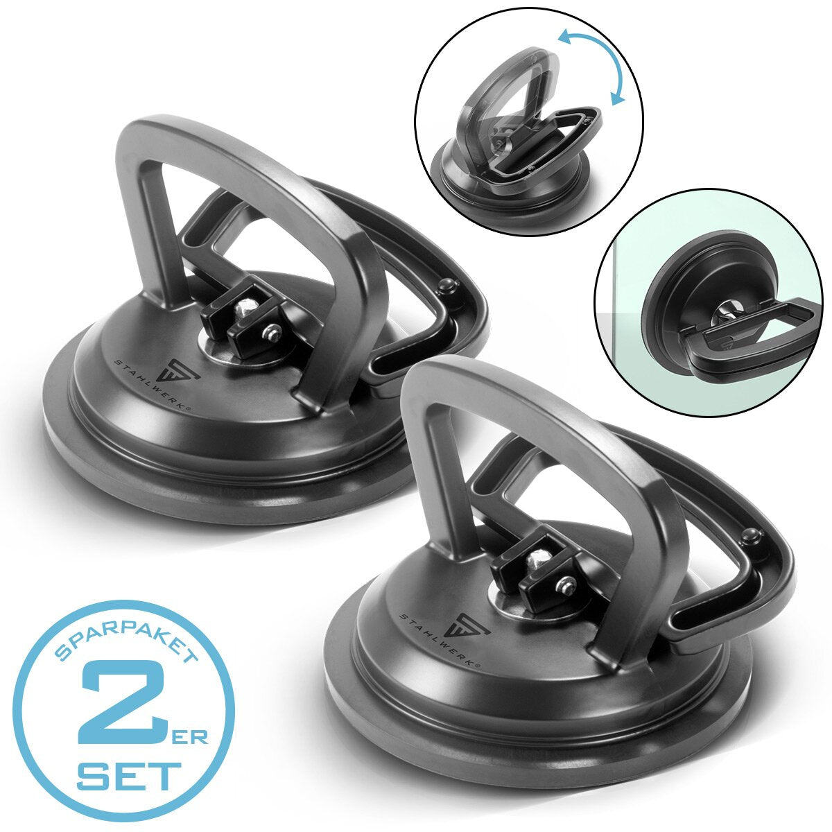 Steelworks suction lifter 2 Set with 2 x 50 kg load capacity and 12.5