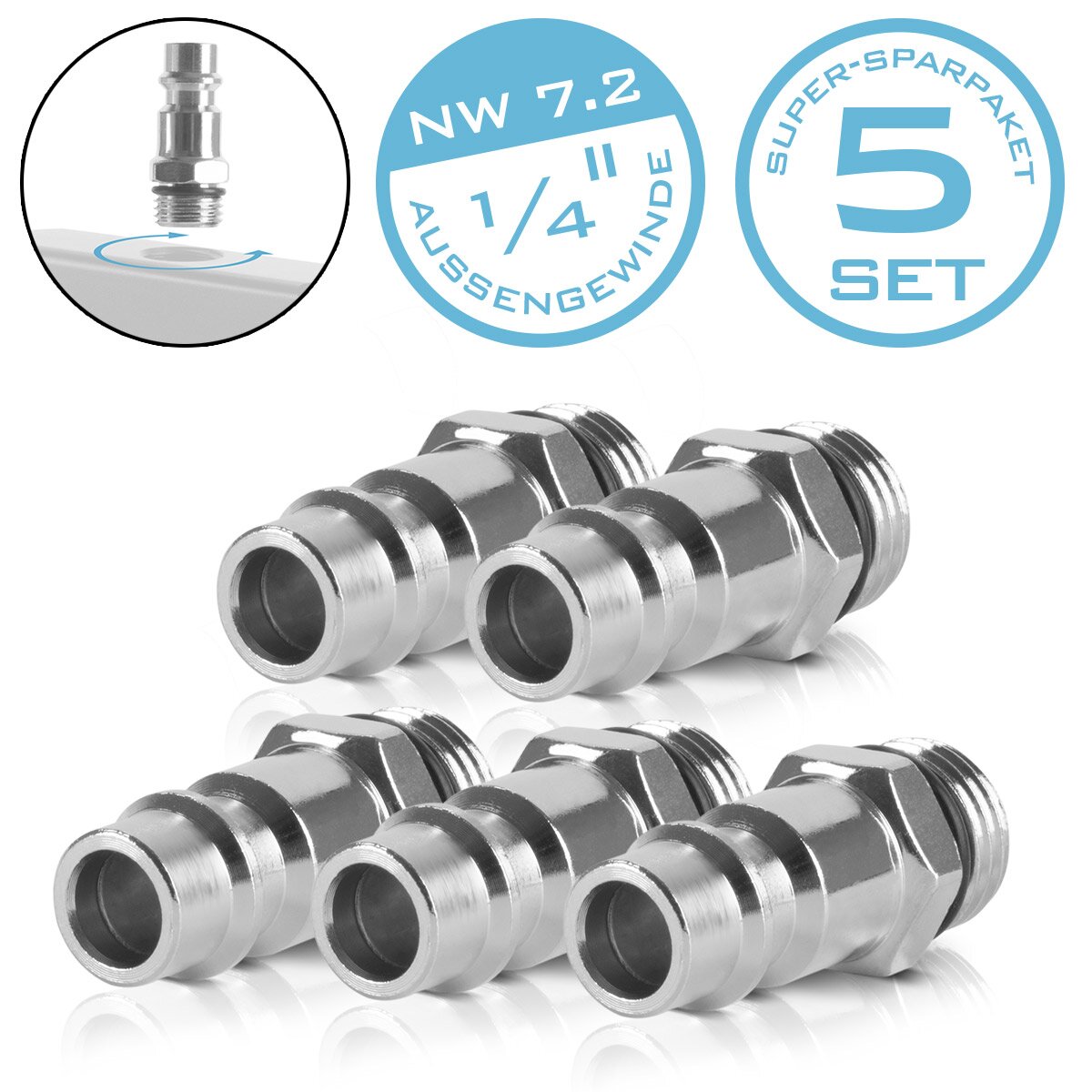 Steelwork 5 Set Comprimed Air Speed Stcniptel NW 7.2 con rosca exter