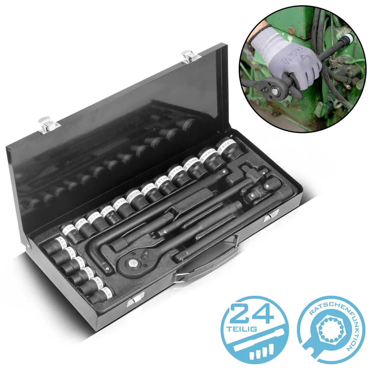 Steelwork STCCHE STUTION 24-part creak box | Ratchet set | STCKING CAN