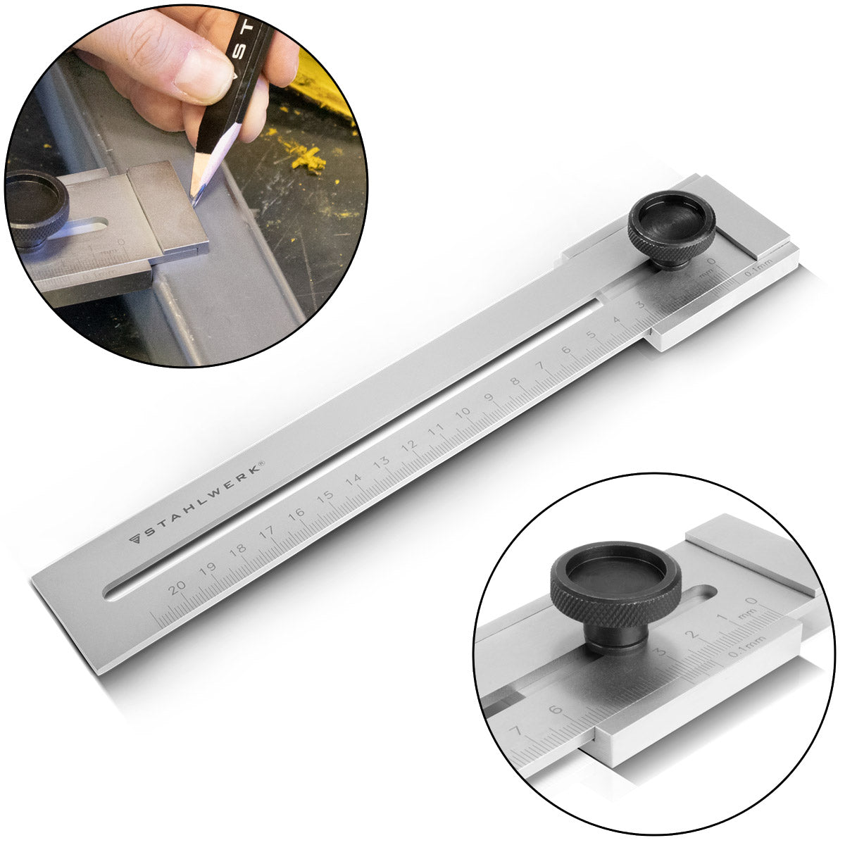 Steelworks string size with 200 mm measuring range and 0.1 mm nonius,