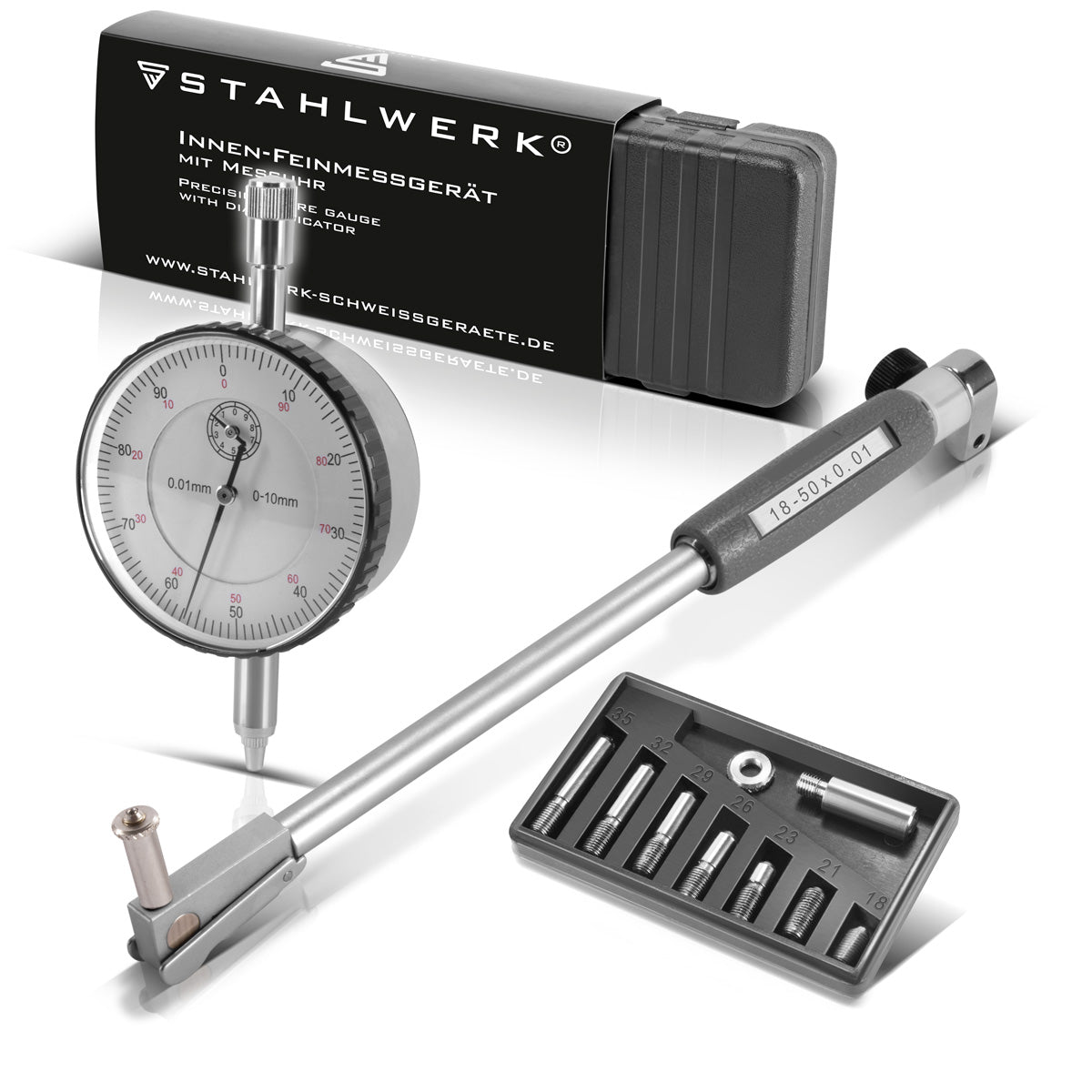 Steel mechanism inner-fine meter with analogous dial, 18-50 mm measuri