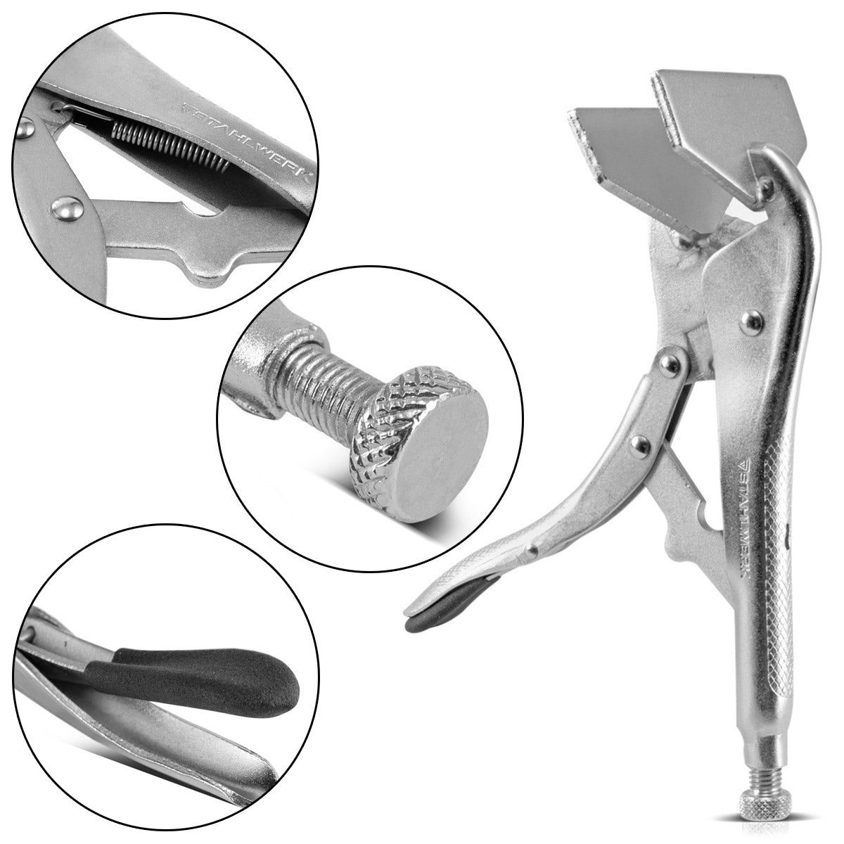 Tin-grip-pliers steel mill for fixing and tensioning sheets and thin w